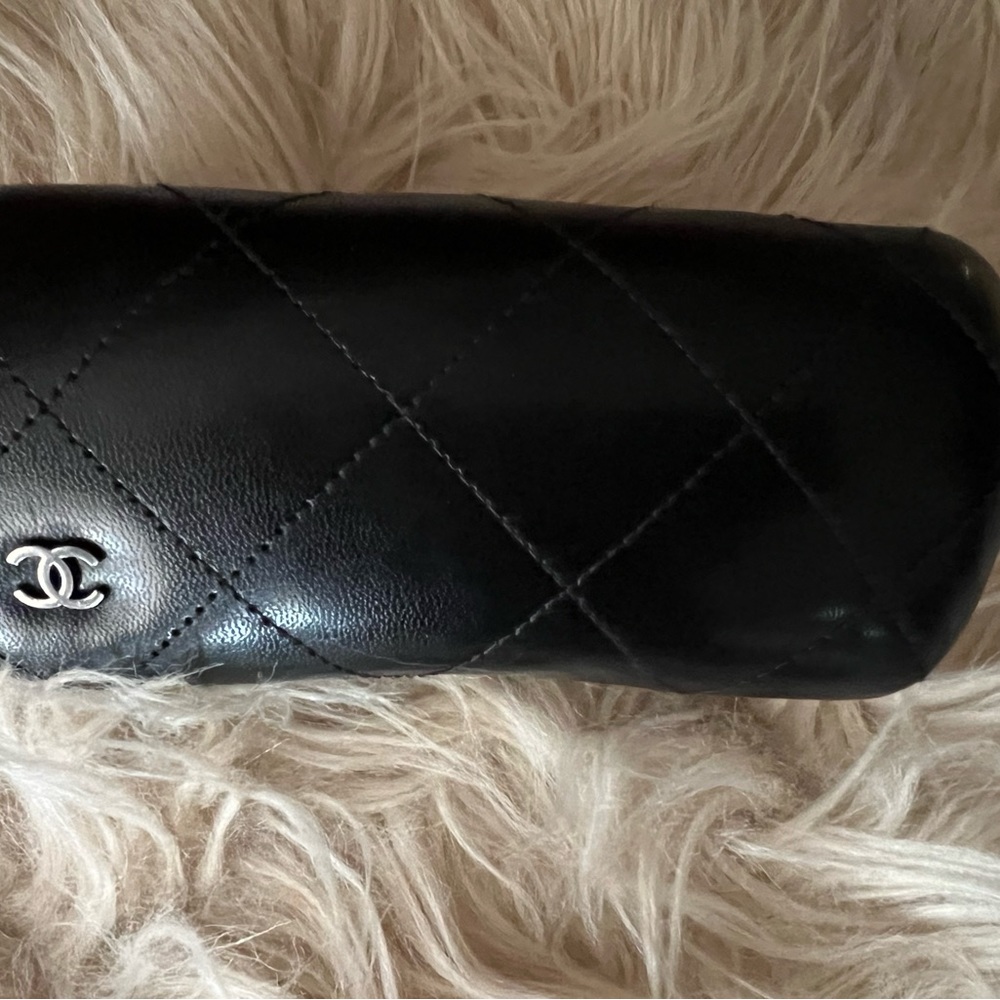Chanel Authentic Hard Eyeglass Case Black Quilted Lea… - Gem